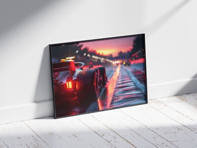 F1 RACING TRACK CAR POSTER SPORT MACRO PRINT AI ART SIZE A3 A4 A2 A1 ...