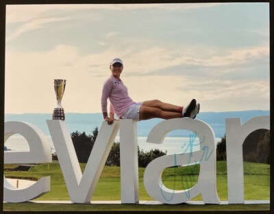 Lydia Ko Signed Autographed 11x14 Photo LPGA Golf Sitting on Evian Sign ...