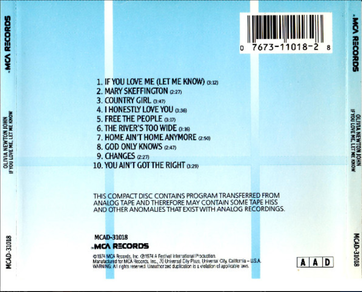 Olivia Newton-John – If You Love Me Let Me Know (1987) MCA CD brand new ...