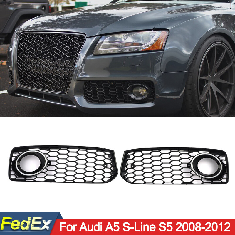 For 2008-2012 Audi A5 S-Line S5 B8 Front Bumper Fog Light Grille Covers ...