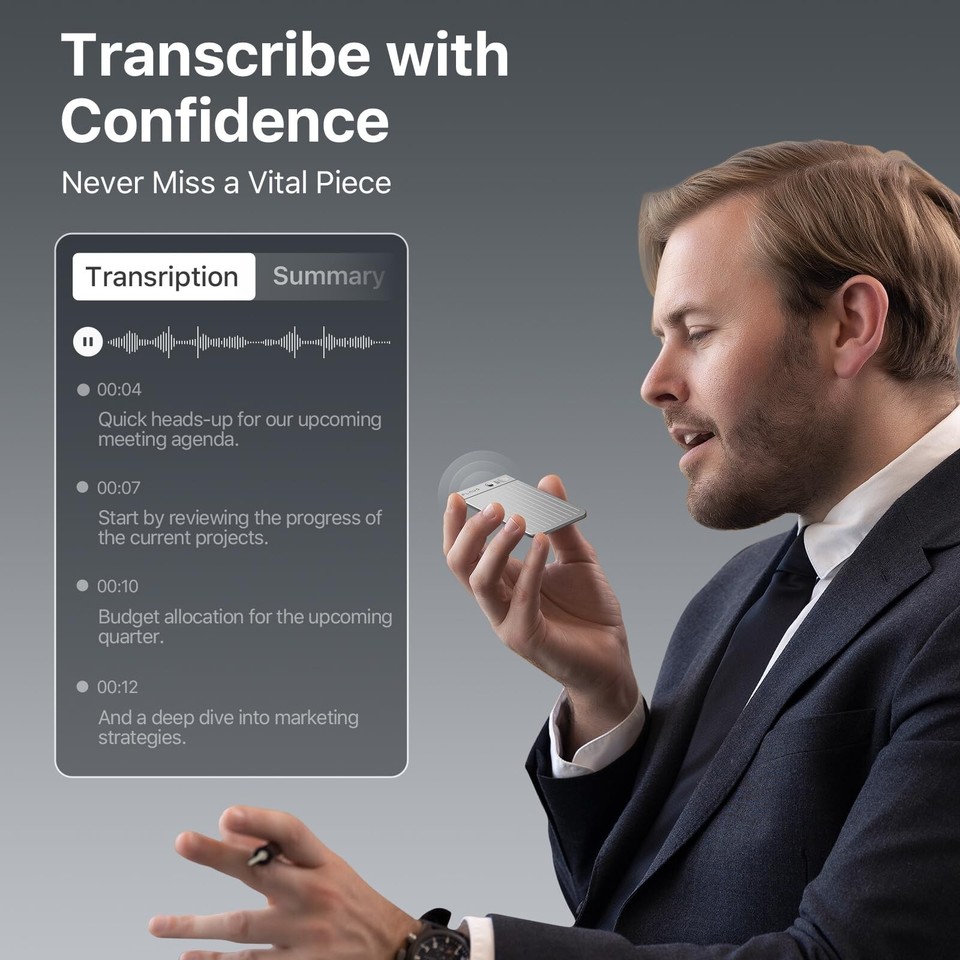 AI Voice Recorder, PLAUD NOTE Voice Recorder w/Case, App Control ...