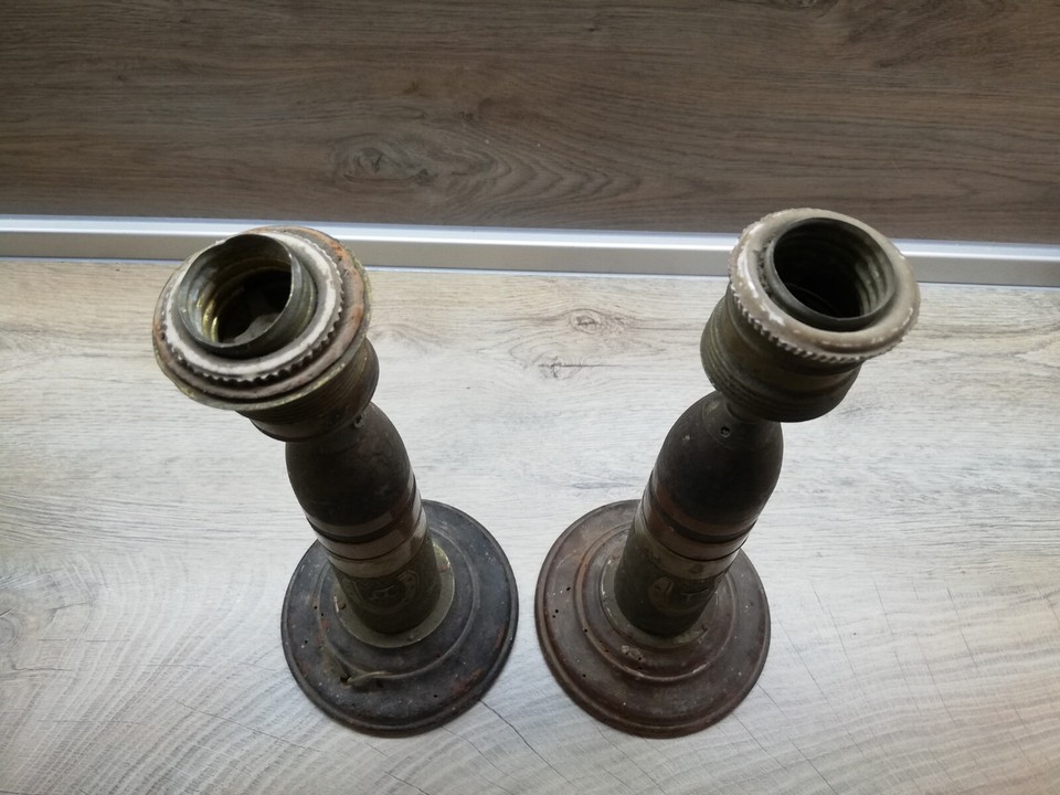 Vtg Rare WWI WW1 Pair of Brass Trench Folk Art Deco Artillery Shell ...