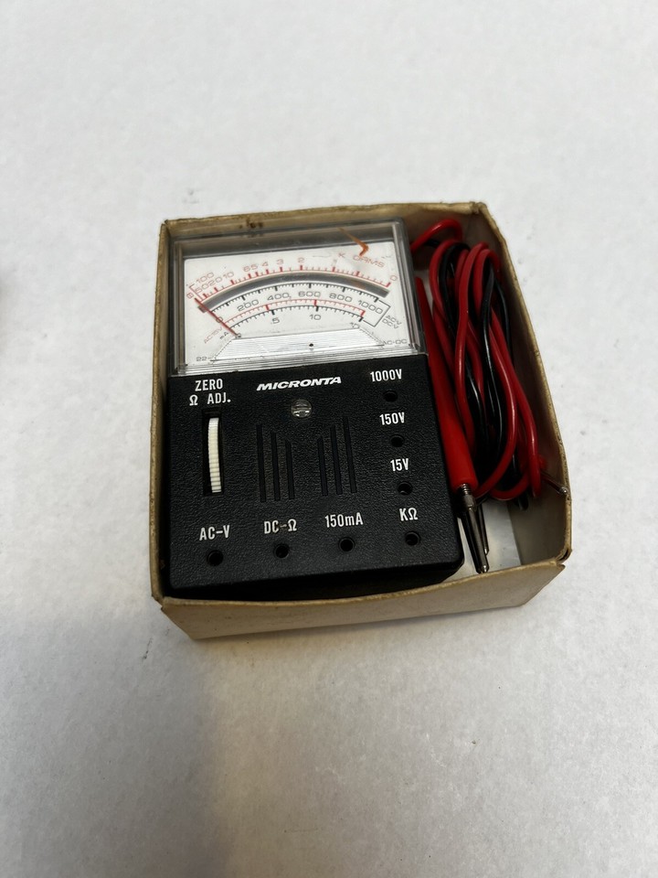 RADIO SHACK NO.22-027B VINTAGE MICRONTA ANALOG MULTIMETER 8 RANGE W/BOX ...