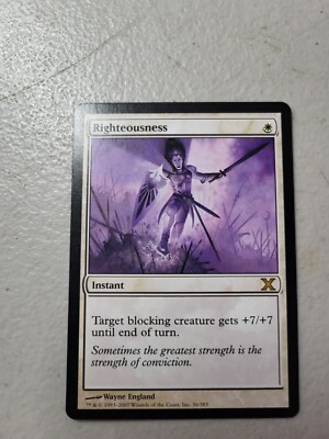 1x MTG Righteousness Tenth Edition X 10th 36/383 Regular Rare LP Free ...