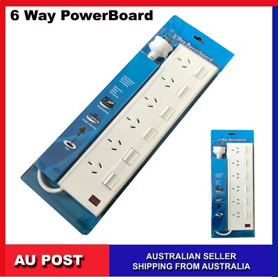 6 Outlet Power Board Overload Protection Individual Switch With 1M ...