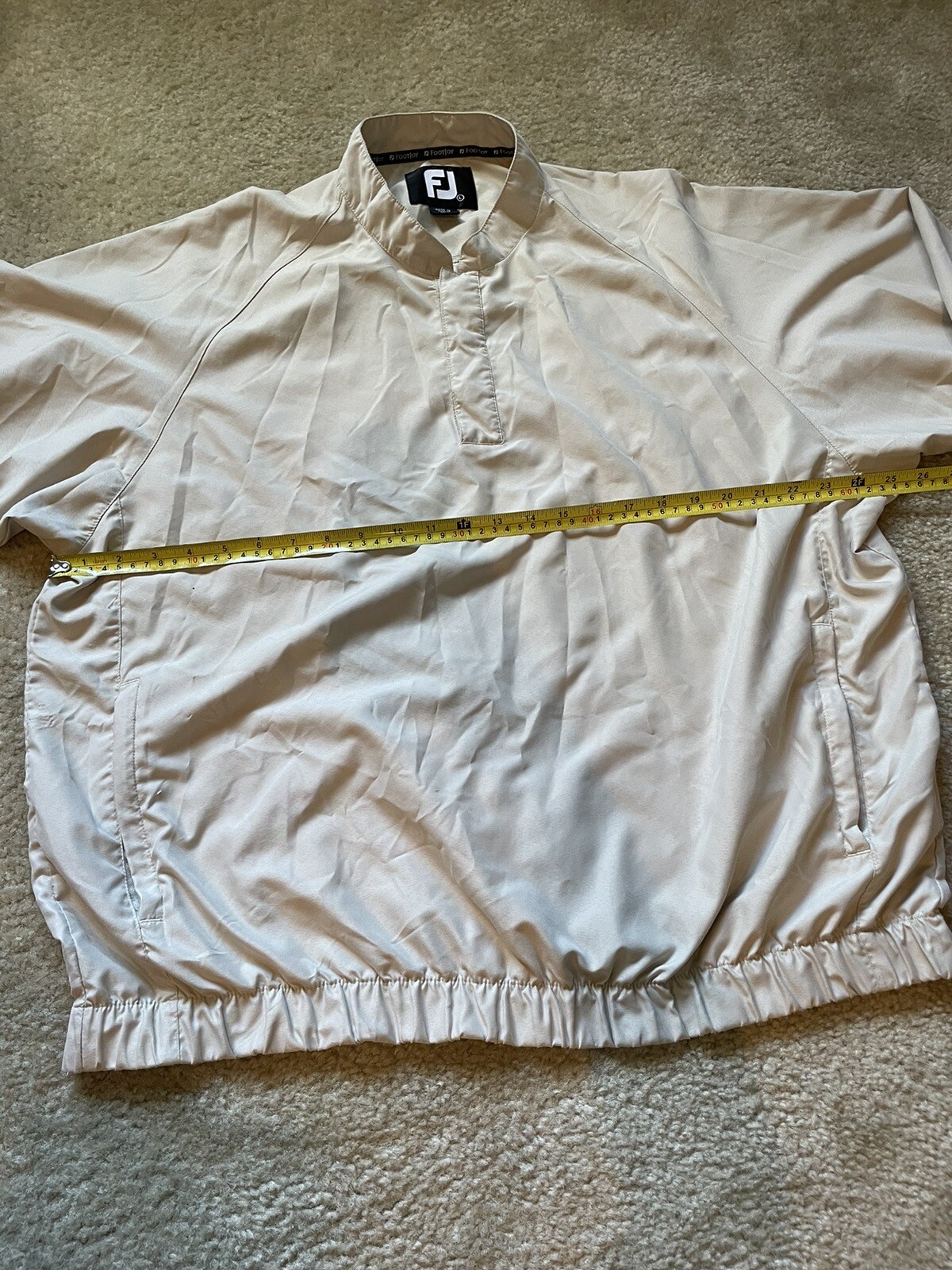Footjoy Mens Size LRG Snap Pullover Windbreaker Beige shortsleeve Jacket | eBay