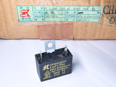 1X CP355U25TF BT 3.5uF 250VAC SEIKA Fan Motor Capacitor 3.5uF ±10/5% 3 ...