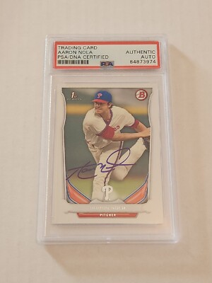 Aaron Nola PSA/DNA Signed 2014 Bowman Draft Rookie Autograph #DP4 QTY ...
