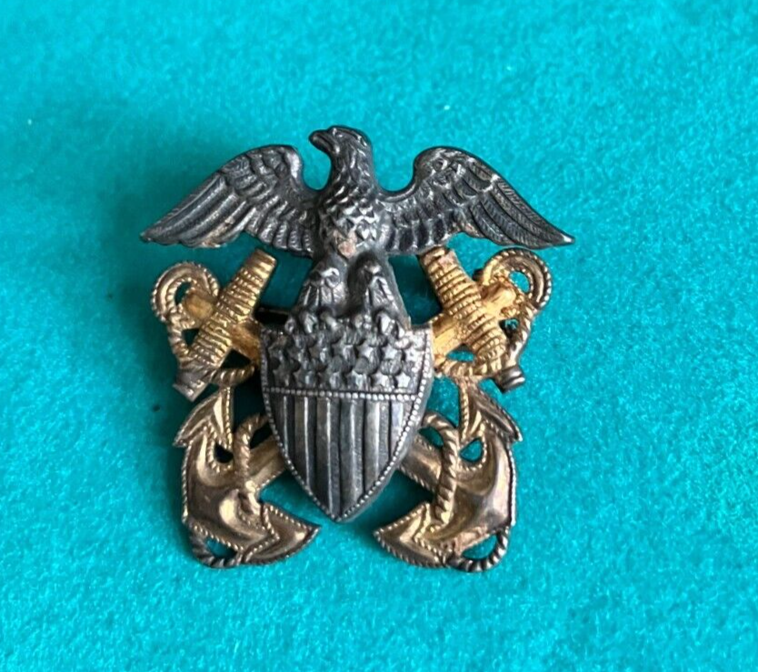 Vintage Sterling 1/20 10K Gold WW2 Military Navy Eagle Shield Fouled ...