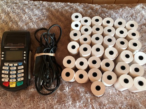 Hypercom Optimum T4220 Credit Card POS Terminal Reader & 37 rolls paper ...