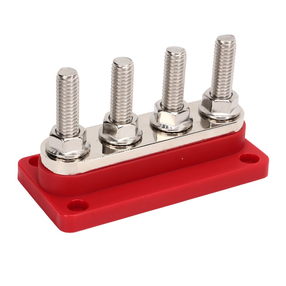Red 4 Post Power Distribution Block 3/8inch M10 Studs Battery Bus Bar ...