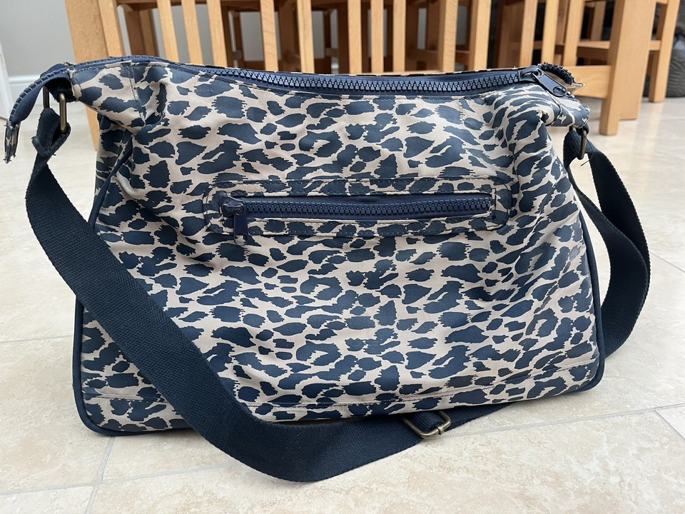 Caboodle Baby Bag Navy Blue And Brown Leopard Print Pattern Adjustable ...