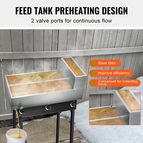 Divided 24x48x19 Maple Syrup Evaporator Pan Stainless 47gal W/Valve ...