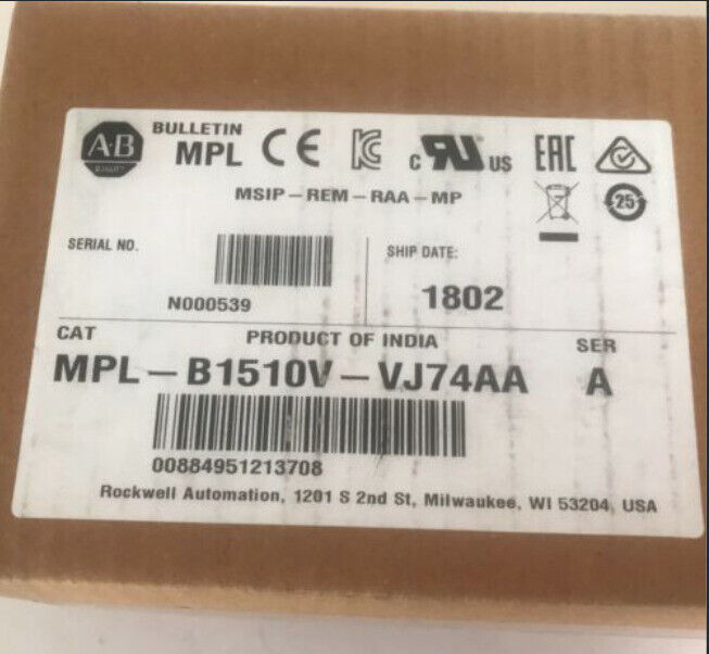 Allen-Bradley Free Shipping Servo Motor MPL-B1510V-VJ74AA Free Shipping ...