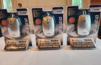 LOT OF 3 Silver ione USB Wired Optical Scroll Mouse Mice Lynx-R234 ...