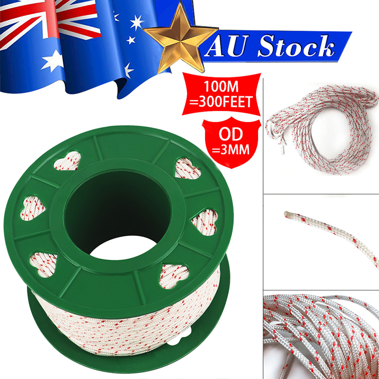 100m 3mm White Nylon Pull Starter Recoil Start Cord Rope For Most ...