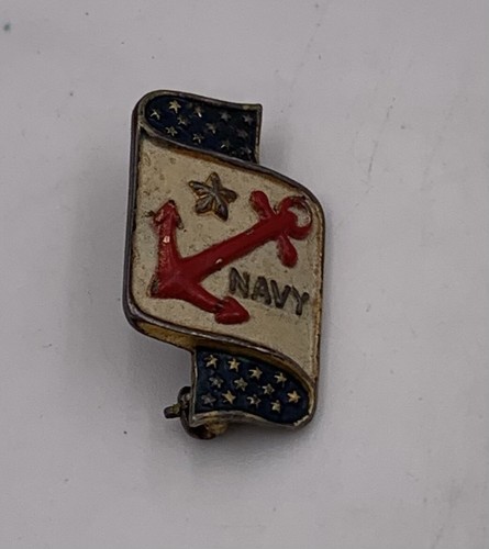 WWII USN SON IN SERVICE BADGE Enamel Blue Star Sterling Silver Navy ...