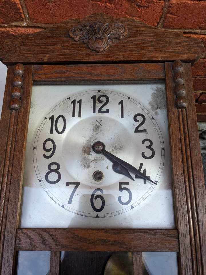 Antique Oak Striking Pendulum Wall Clock By HAC Hamburg American Clock ...