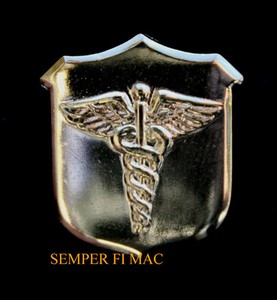 HOSPITAL CORPSMAN HM HAT GOLD LAPEL PIN DOC FMF US NAVY USS MARINES ...