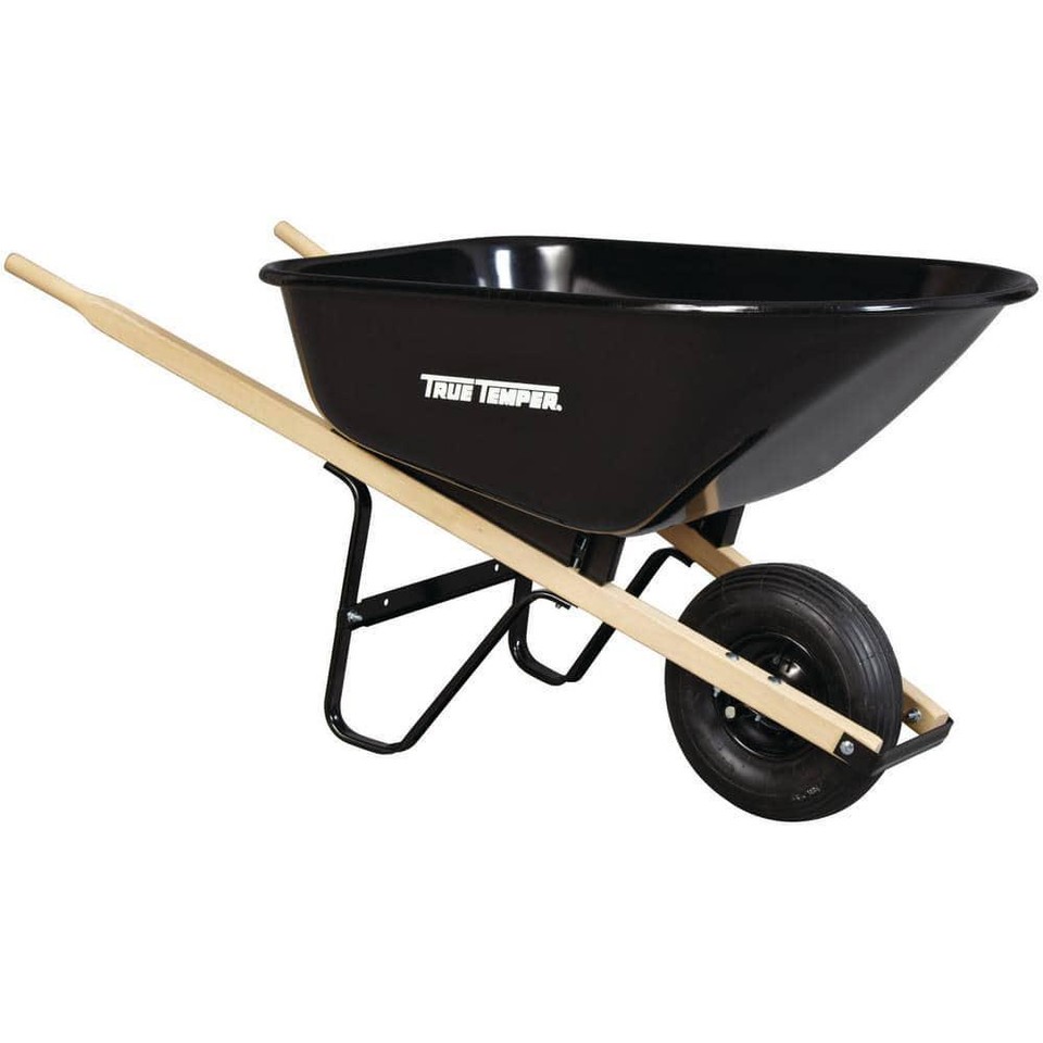 True Temper Wheelbarrow 6-CuFt Seamless Steel Tray, Seal-Coated ...