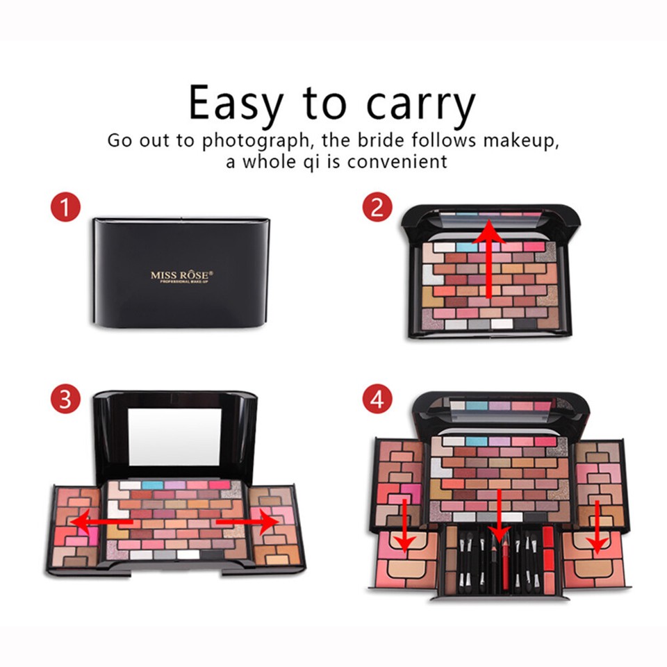 Miss Rose 68 Color Makeup Kit Set Palette Waterproof Eye Glitter Powder ...