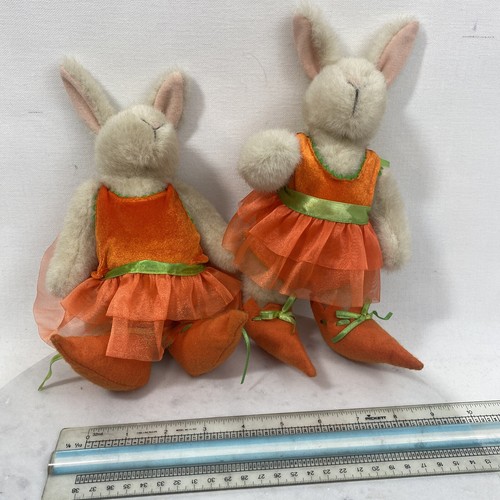 2 Vintage 1997 Muffy VanderBear Hoppy Pot Belly Bunny Plush 9" Orange ...