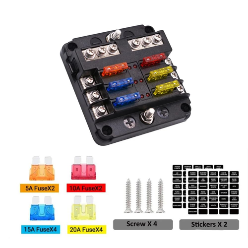 12 Volt 6 Way Fuse Block, Waterproof Marine Fuse Blocks, Universal Fuse ...