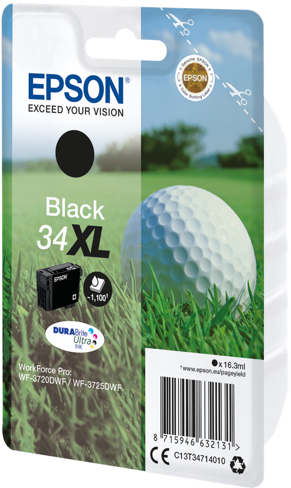 Original Epson 34XL Black Golf Ball Ink for WF-3720DWF WF-3725DWF ...