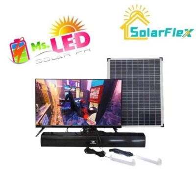Solar Smart TV 32 inches with sound bar / 65W solar panel / Battery of ...