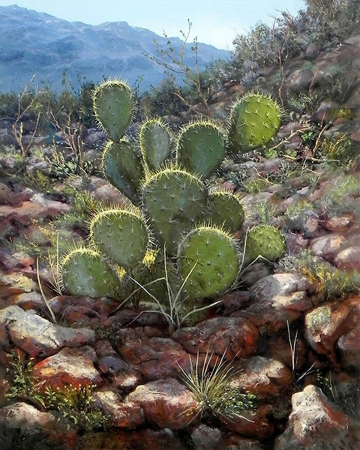 Western Cactus landscape Art Giclee Printed Oil Painting Print | eBay