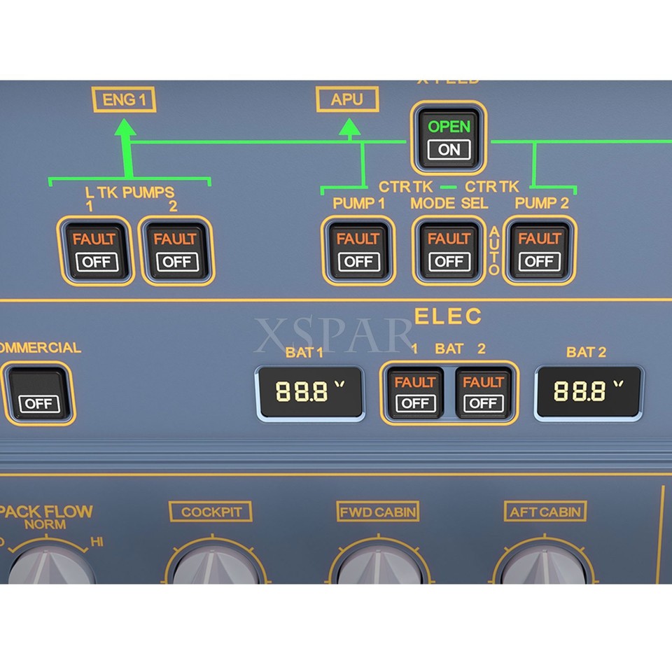 WINGFLEX A320 Overhead Panel w/IRS & Lighting Panels for Airbus PC ...