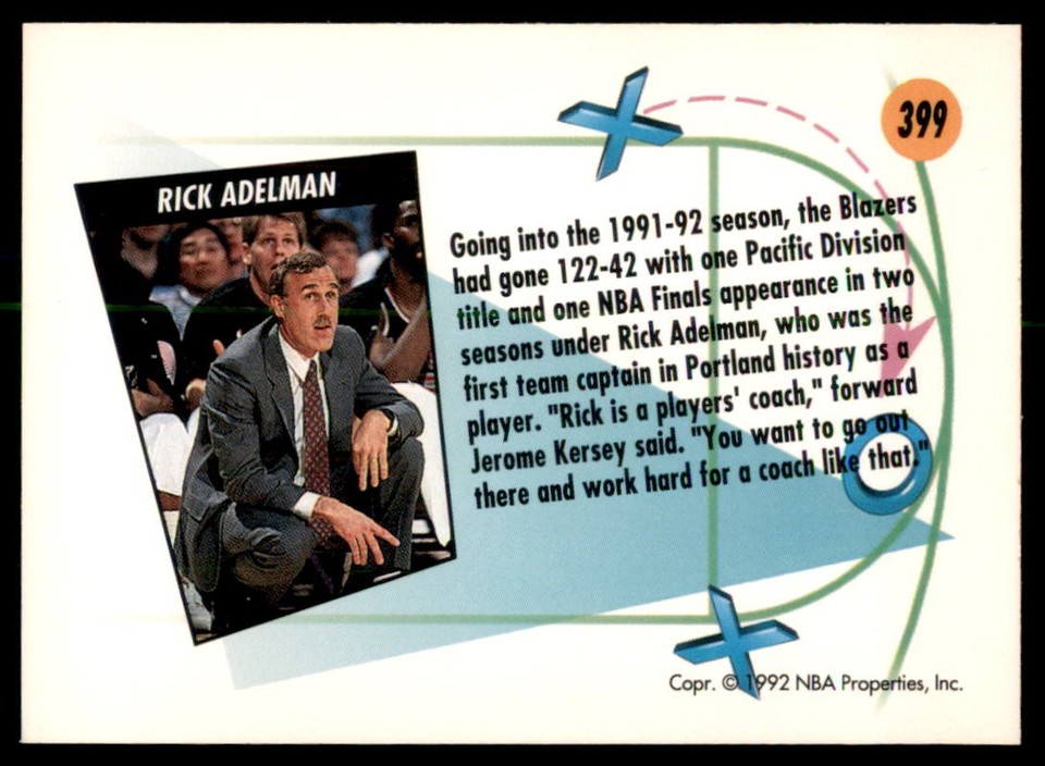 1991-92 SkyBox #399 Rick Adelman Portland Trail Blazers | eBay
