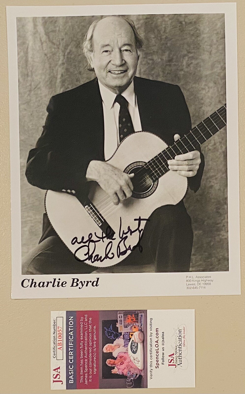 Charlie Byrd Signed Autographed 8x10 Photo JSA Cert Jazz Guitarist ...