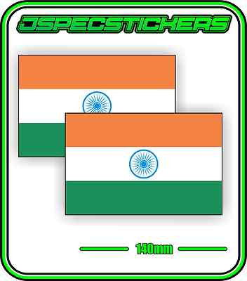 INDIAN INDIA FLAG STICKER VINYL DECAL COUNTRY WINDOW BUMPER x2 140mm ...