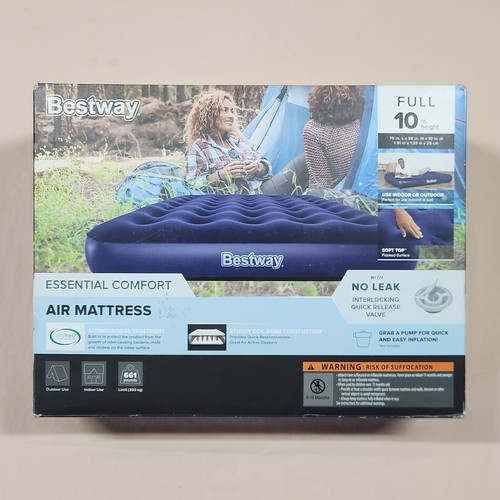 Bestway Airbed/Air Mattress Essential Comfort Soft Flocked Top Full ...