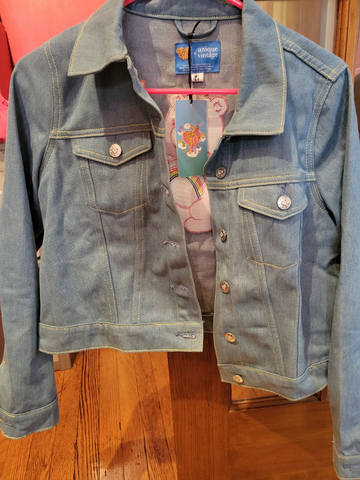 MEDIUM Care Bears Jean Jacket - Cheer Bear Retro 80s Cartoon Kawaii | eBay