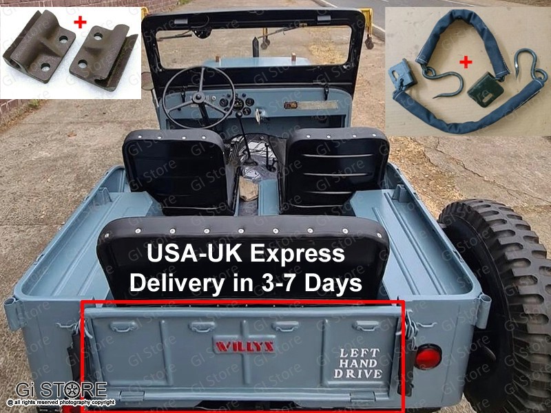 Tailgate Fits Willys Jeep CJ2A CJ3A CJ3B CJ5 CJ6 +Hinges & Chain with ...