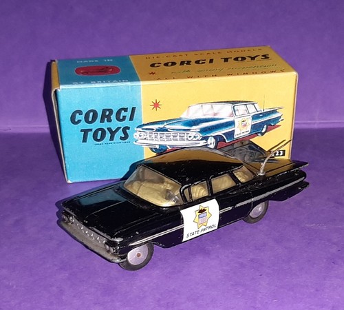Corgi Toys 223 Chevrolet Impala State Patrol Complete with Repro Box ...