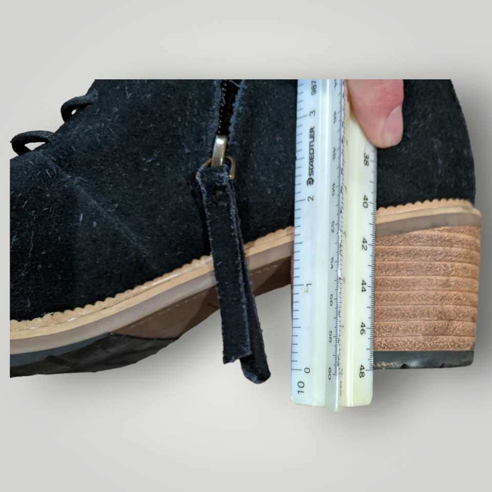 Tom's Women's US 6.5 Black Suede Leather Lace Up Zip Side Ankle Boots ...