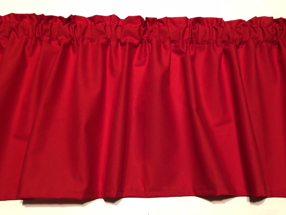 Solid Cherry Red Valance Cotton fabric 42"wide 14"L Bedroom Kitchen | eBay
