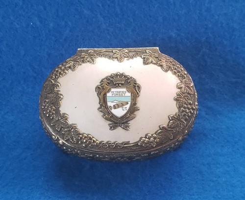 Vintage Petrified Forest Trinket Box Enamel Shield Embossed Grapes ...