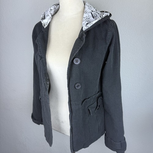 Volcom Y2K Black and White Textured Graphic Lined Pocket Button Jacket ...