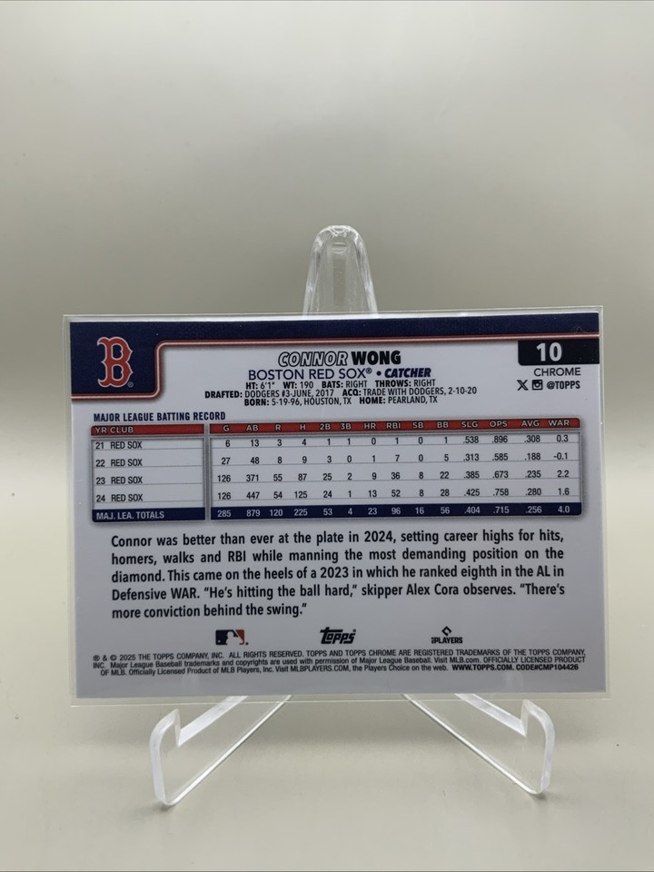 2025 Topps Chrome MLB - Negative Refractor - #10 Connor Wong - Boston ...