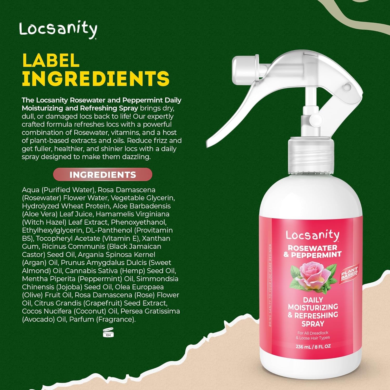 Locsanity Daily Moisturizing Refreshing Spray for Locs, Dreadlocks ...