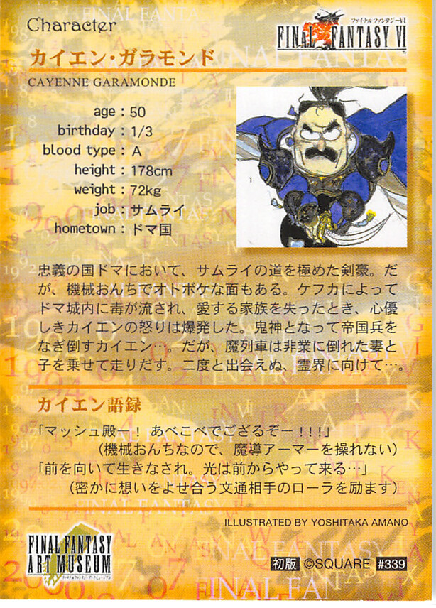 Final Fantasy Art Museum Trading Card #339 Cyan Garamonde (Cayenne) (6 ...