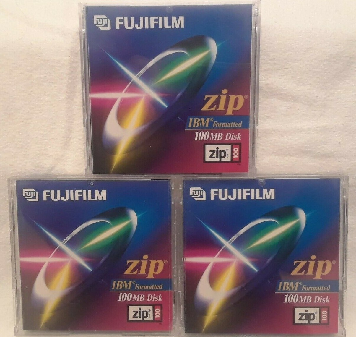 NEW 3 Iomega Zip Drive Disks 100MB FujiFilm Brand Formatted PC Disk ...
