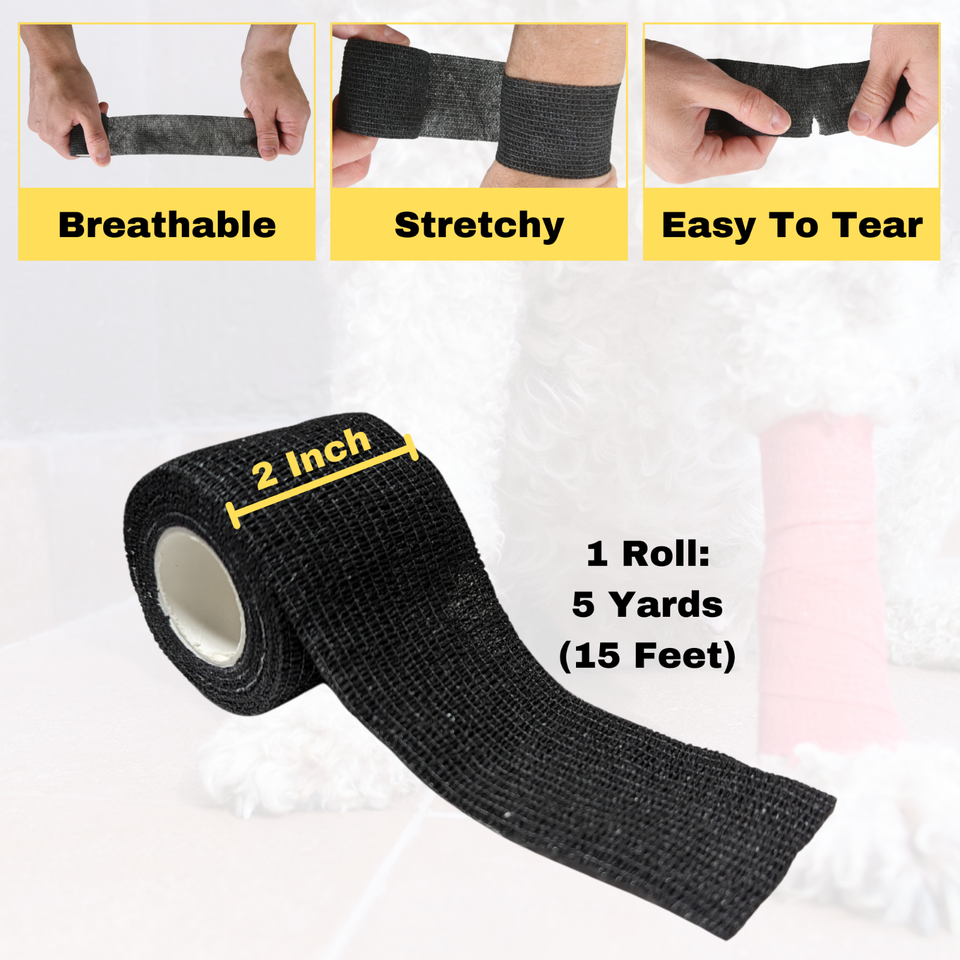 24-Rolls Self Adhesive Bandage Wrap, Vet Tape, Medical Tape (2 In x 5 ...