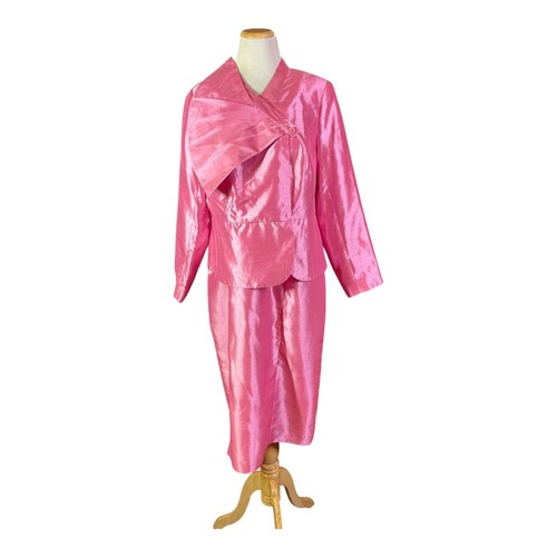 Ashro Plus Size 16W Pink Jacket Dress Set Shiny Dressy | eBay