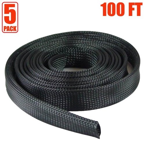 5x 100FT 1" Expandable Braided Cable Sleeve Wrap Wire Harnessing ...