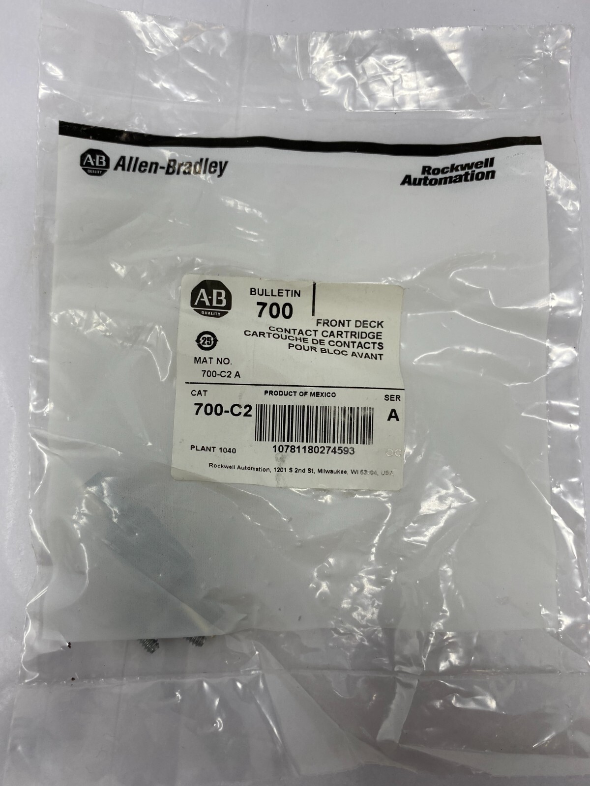 Allen-Bradley 700-C2 Front Deck Contact Cartridge | eBay
